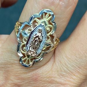 Jewelry | 14k Tri Color Our Lady Of Guadalupe Religious Ring | Poshmark
